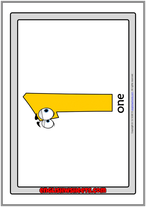 Numbers ESL Printable Flashcards With Words for Kids