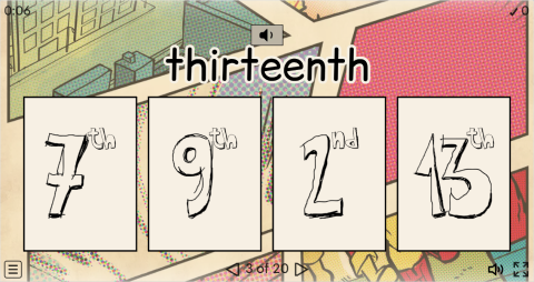 Ordinal Numbers ESL Interactive Vocabulary Worksheets