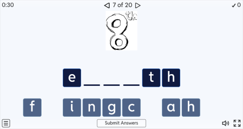 Ordinal Numbers ESL Interactive Vocabulary Worksheets