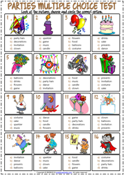 Parties ESL Vocabulary Worksheets
