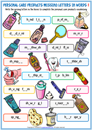 Personal Care Products ESL Vocabulary Worksheets