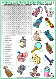 Personal Care Products ESL Vocabulary Worksheets