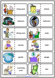 Places in a House ESL Vocabulary Worksheets