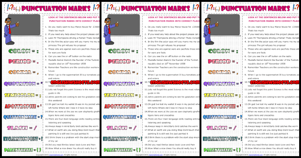 Punctuation Marks ESL Printable Worksheets And Exercises Punctuation Marks ESL Printable Worksheets And Exercises