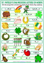 St. Patrick's Day ESL Vocabulary Worksheets