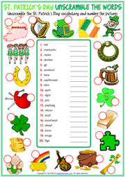 St. Patrick's Day ESL Vocabulary Worksheets
