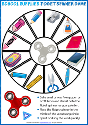 School Supplies ESL Vocabulary Worksheets