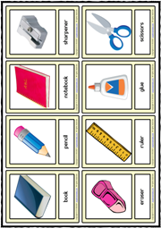 School Supplies ESL Vocabulary Worksheets
