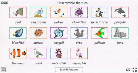 Sea Animals ESL Interactive Vocabulary Worksheets (B)