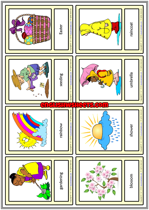 Seasons ESL Printable Vocabulary Learning Cards
