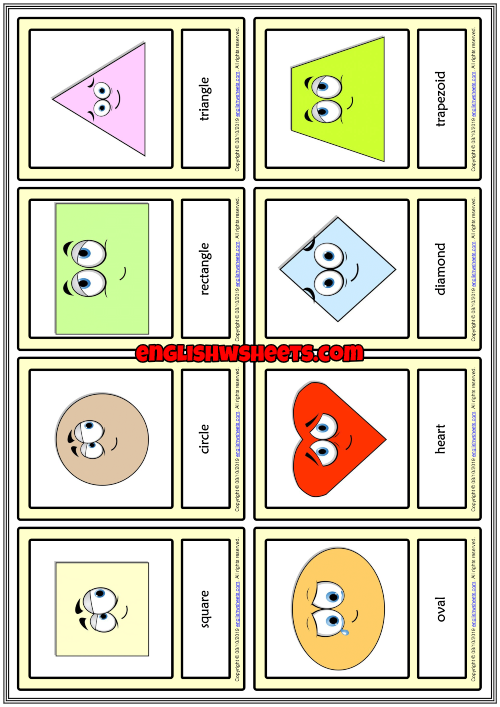 Shapes ESL Printable Vocabulary Learning Cards For Kids