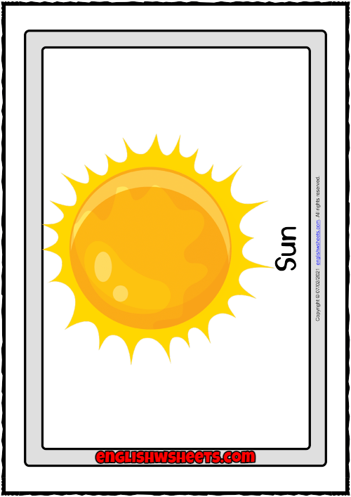 Solar System ESL Printable Flashcards With Words for Kids