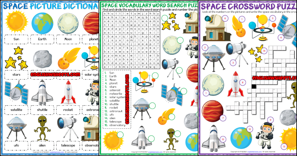 Space ESL Vocabulary Worksheets