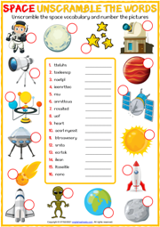Space ESL Vocabulary Worksheets
