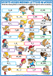 Sports Verbs ESL Vocabulary Worksheets