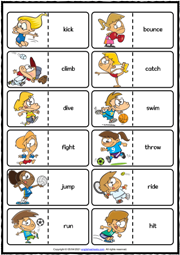 Sports Verbs ESL Vocabulary Worksheets
