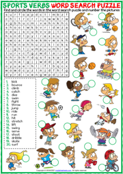 Sports Verbs ESL Vocabulary Worksheets