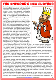 The Emperor's New Clothes ESL Reading Comprehension Worksheets