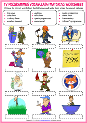 TV Programmes ESL Vocabulary Worksheets