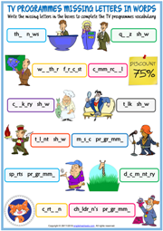TV Programmes ESL Vocabulary Worksheets