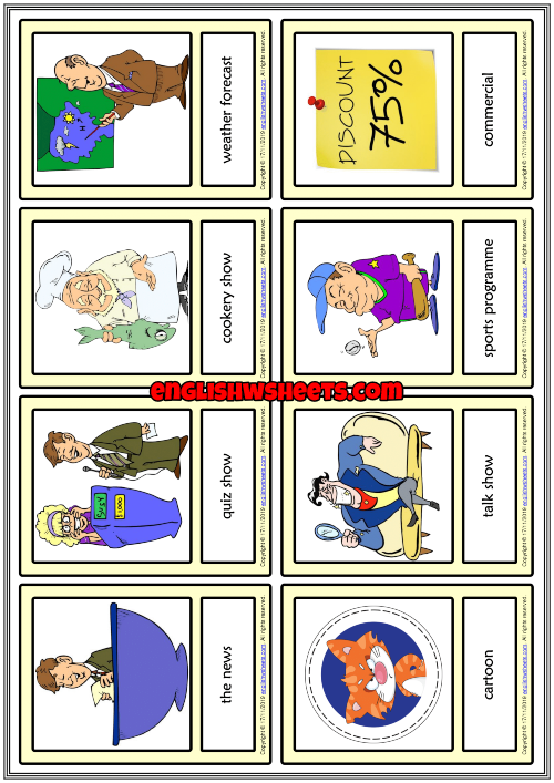 TV Programmes ESL Printable Vocabulary Learning Cards