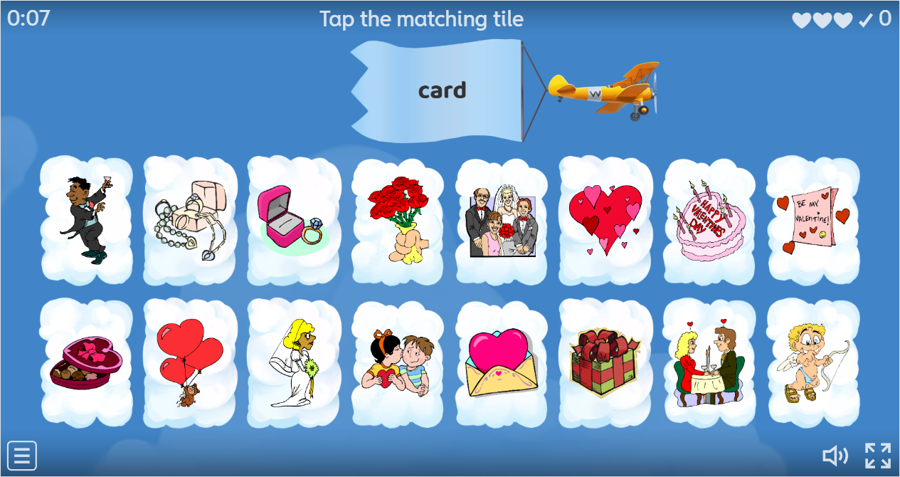 Valentine's Day ESL Interactive Find The Match Worksheet