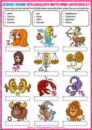 Zodiac Signs ESL Vocabulary Worksheets