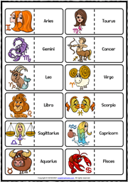 Zodiac Signs ESL Vocabulary Worksheets
