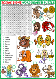 Zodiac Signs ESL Vocabulary Worksheets